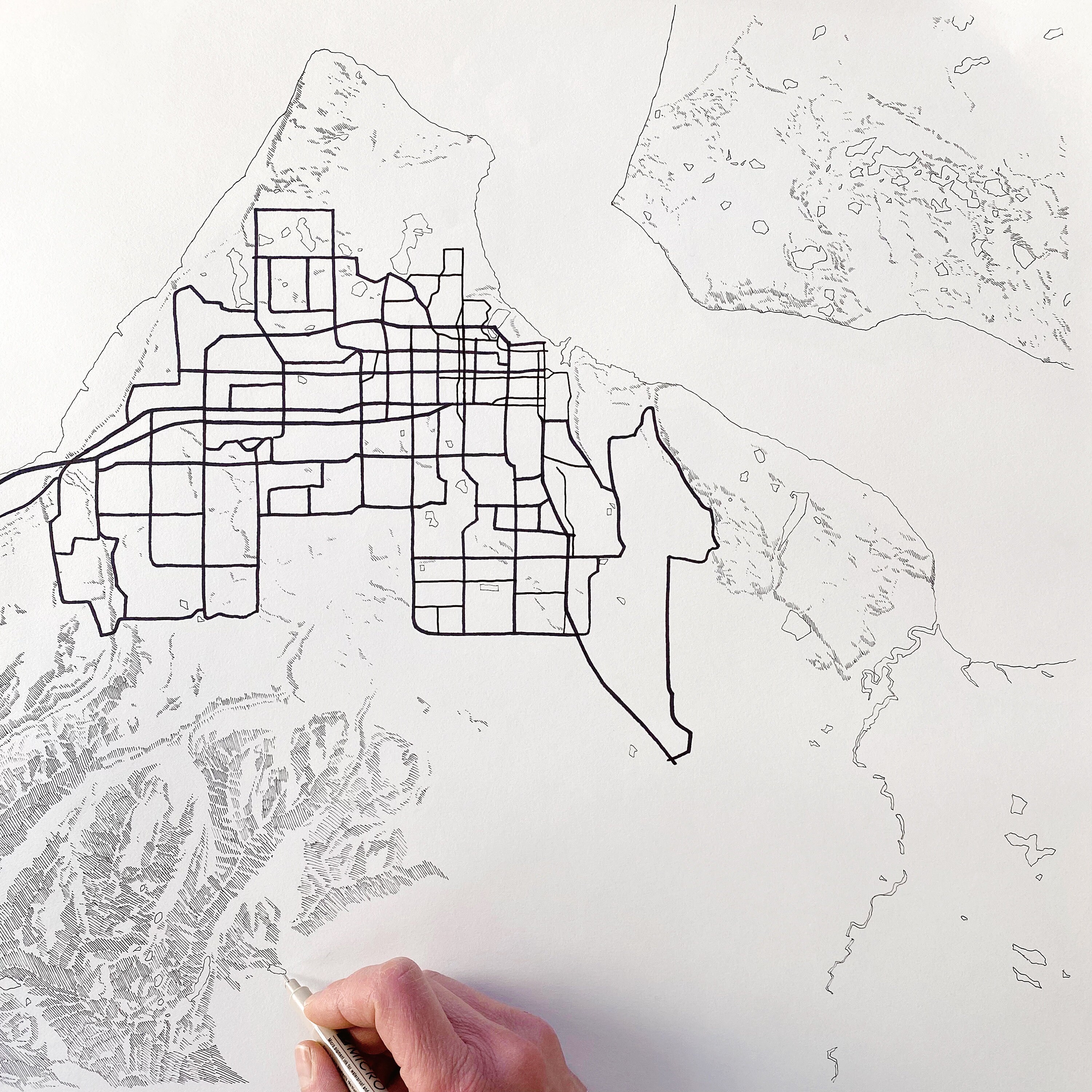 Anchorage City Map Hand Drawn Topographic Street Map Alaska City Map ...