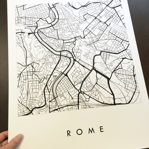 ROME Map Hand Drawn Street Map ITALY City Map Drawing Black and White ...