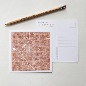 DENVER Watercolor Map POSTCARD Colorado City Map Block Plan Wedding ...