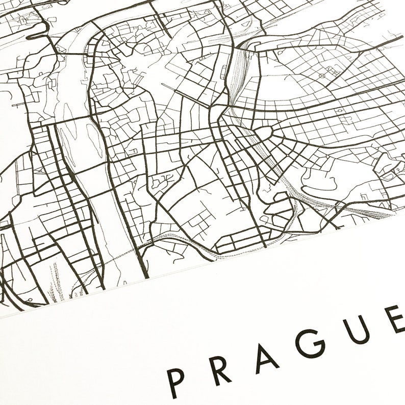 PRAGUE Map Hand Drawn Street Map CZECH REPUBLIC City Map | Etsy