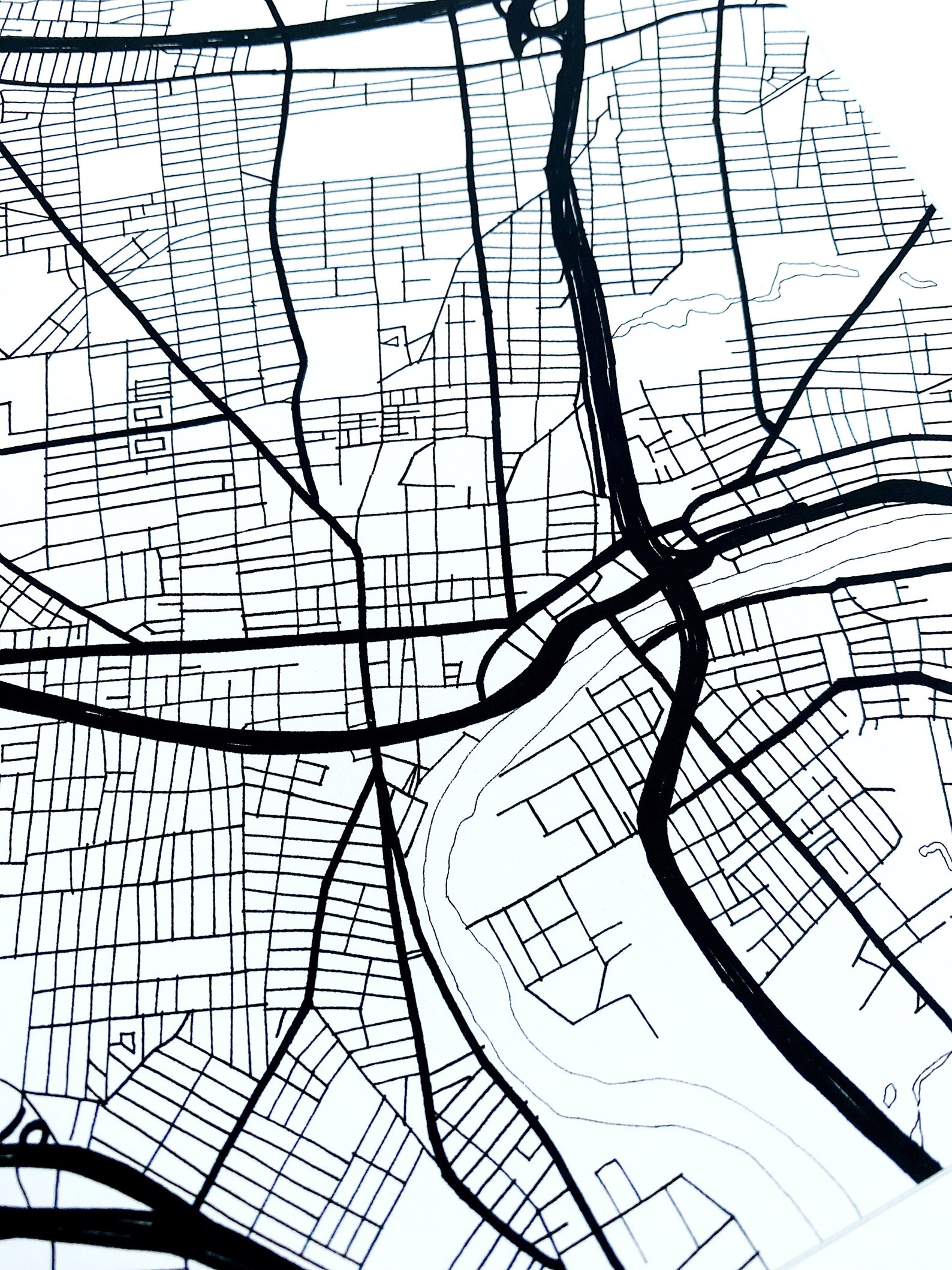 NEWARK Street Map NEW JERSEY City Map Drawing Black and White (art ...