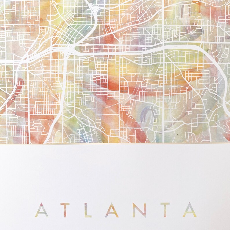 ATLANTA Pride Rainbow Map Watercolor Wash Map Print City Block - Etsy