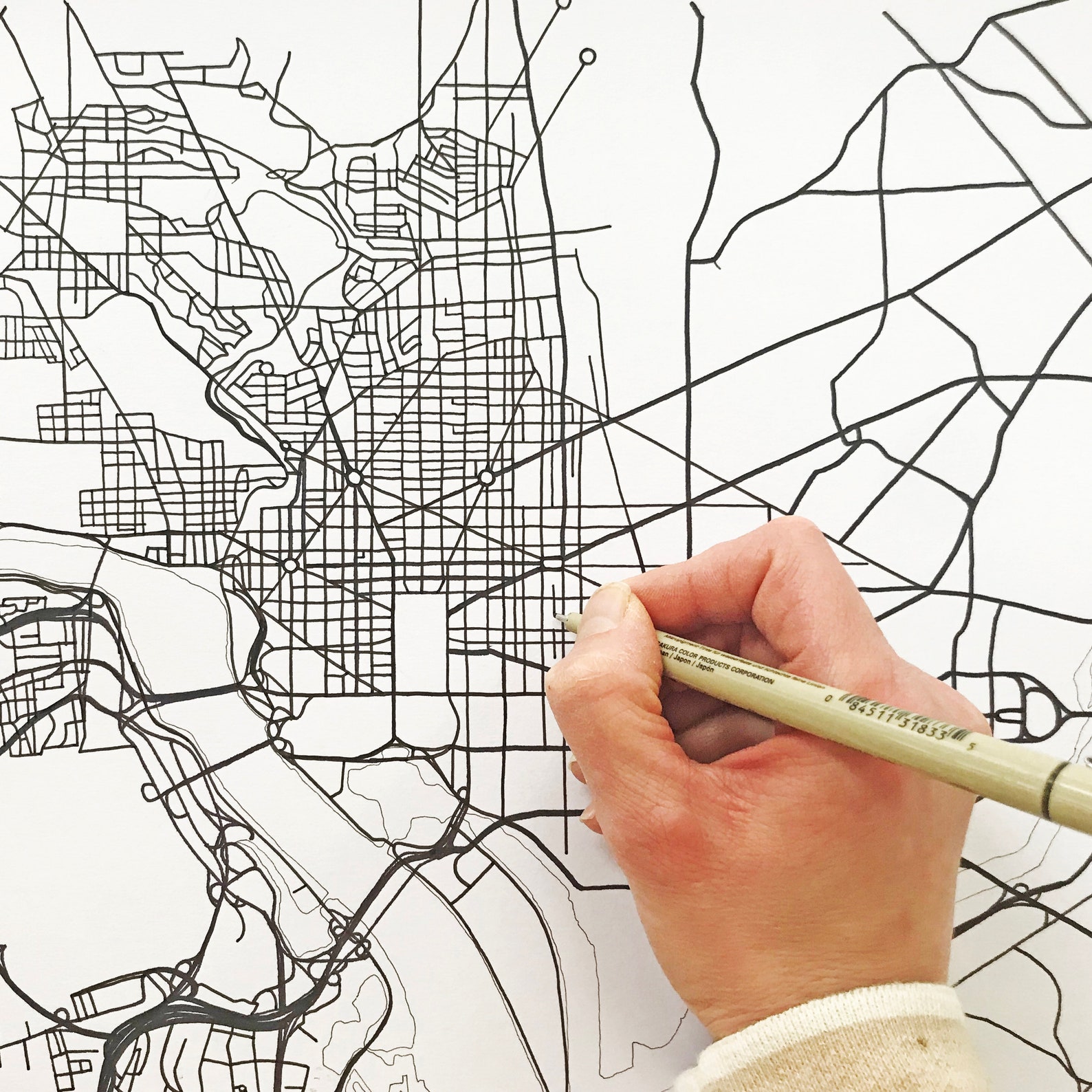 WASHINGTON DC Map Street Map District Capitol City Map Drawing | Etsy