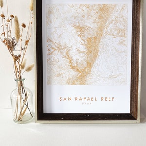 San Rafael Reef UTAH Hand Drawn Topographic Map Drawing (art Print ...