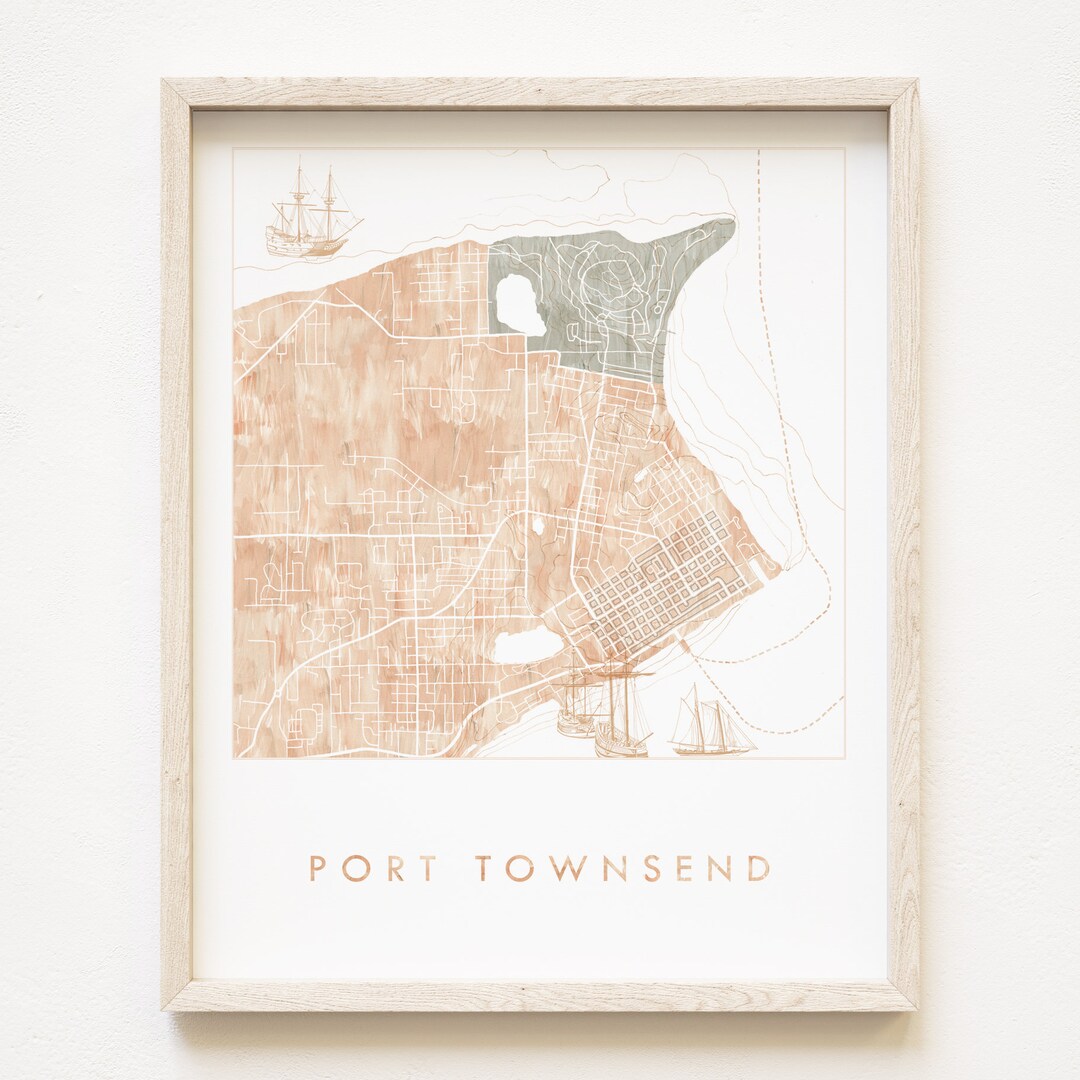 PORT TOWNSEND Washington Map Watercolor Wash City Map (art Print ...