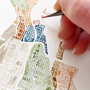 BELLTOWN Seattle Neighborhood Map Watercolor Print WASHINGTON City ...