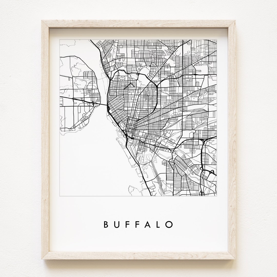 BUFFALO Street Map NEW YORK City Map Drawing Black and White (art Print ...