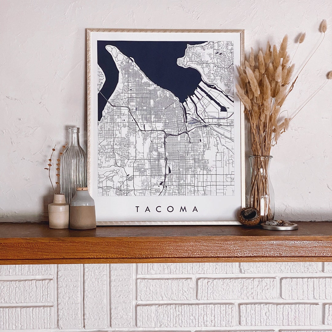 Greater TACOMA Map Street Map Washington City Map Drawing Blueprint ...