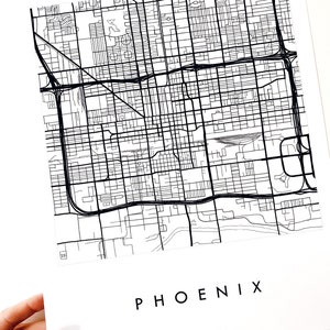 PHOENIX Map Street Map Arizona City Map Drawing Black and White (art ...