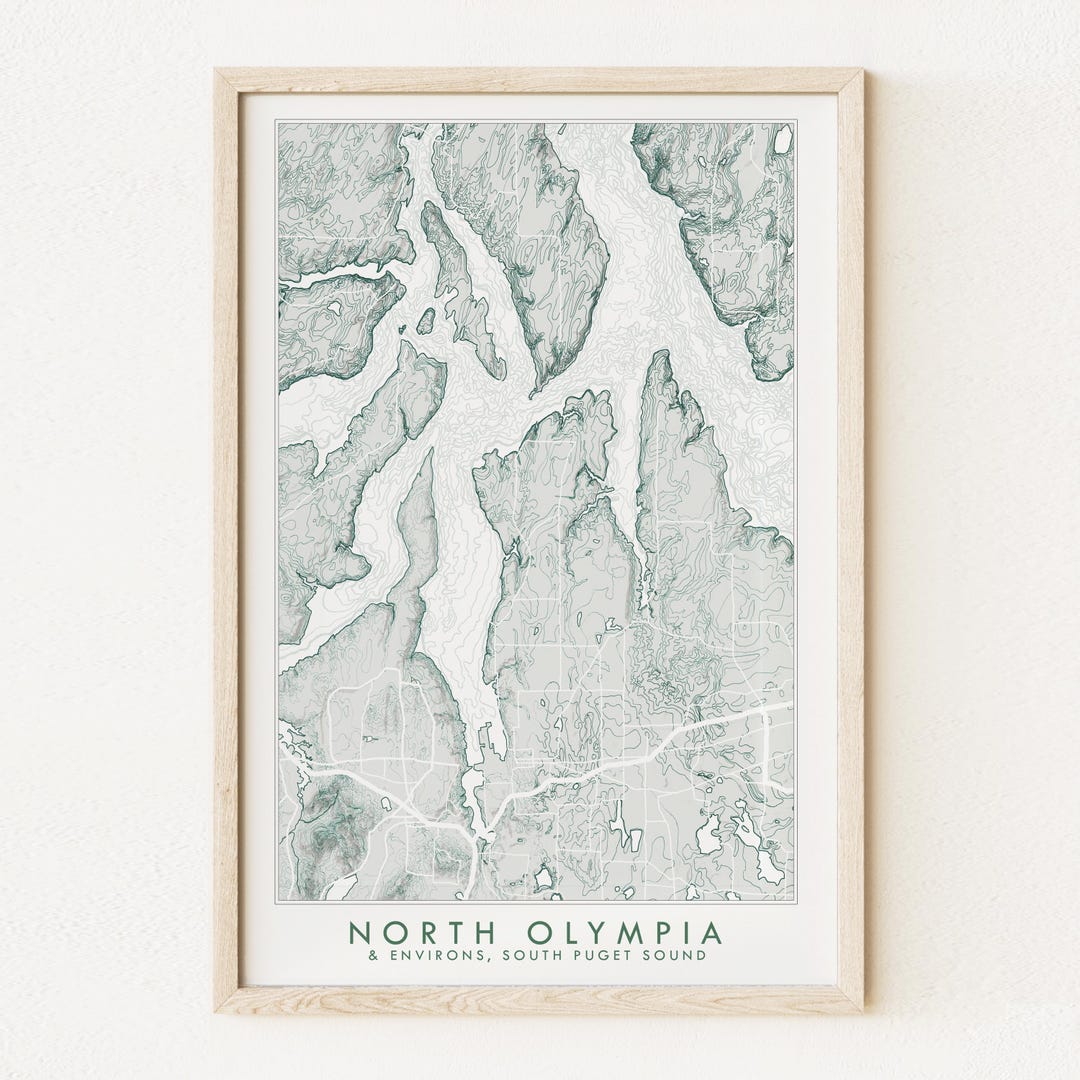 NORTH OLYMPIA Topographic Bathymetric Map Washington (art Print) Budd ...