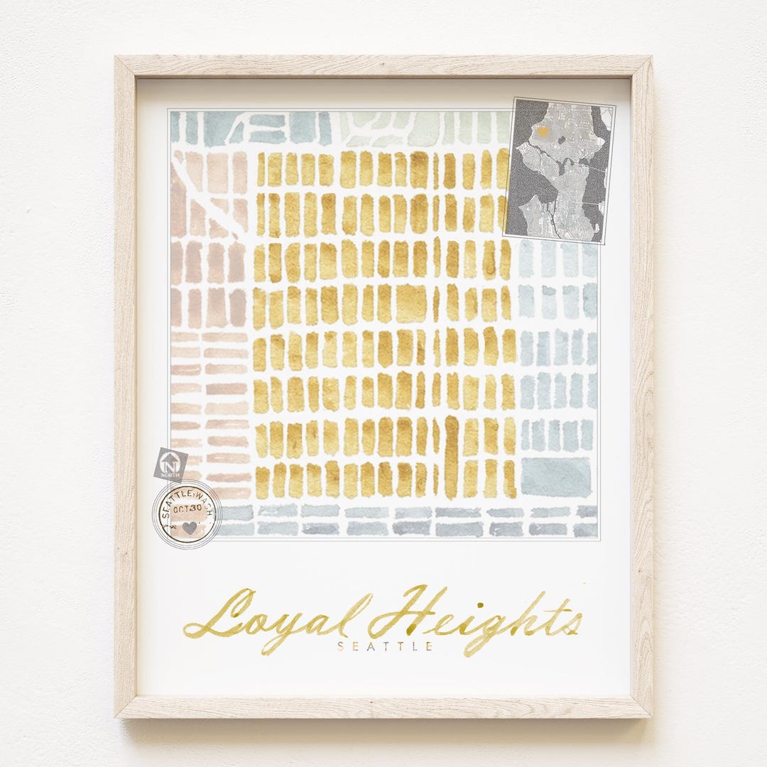 LAURELHURST Seattle Neighborhood Map Watercolor Print WASHINGTON City ...