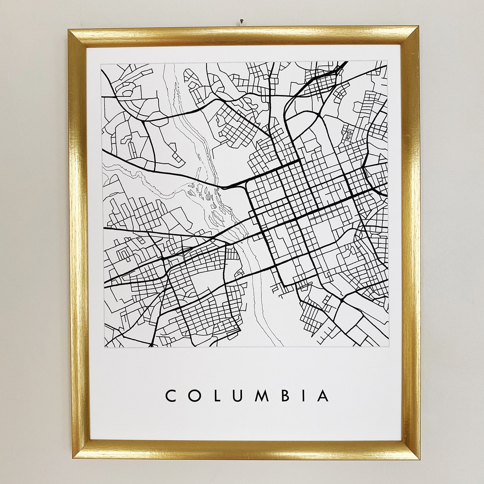 COLUMBIA Map Street Map South Carolina City Map Drawing Black - Etsy
