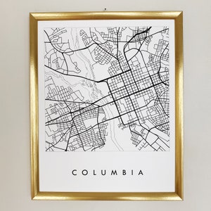 COLUMBIA Map Street Map South Carolina City Map Drawing Black and White ...
