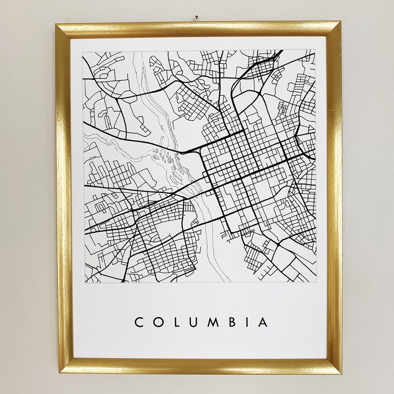 COLUMBIA Map Street Map South Carolina City Map Drawing Black - Etsy