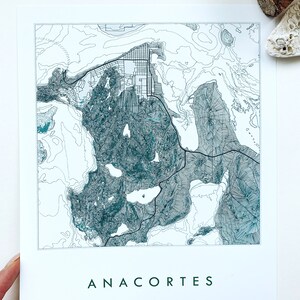 ANACORTES Map Hand Drawn Topographic Map WASHINGTON Bathymetric Map ...
