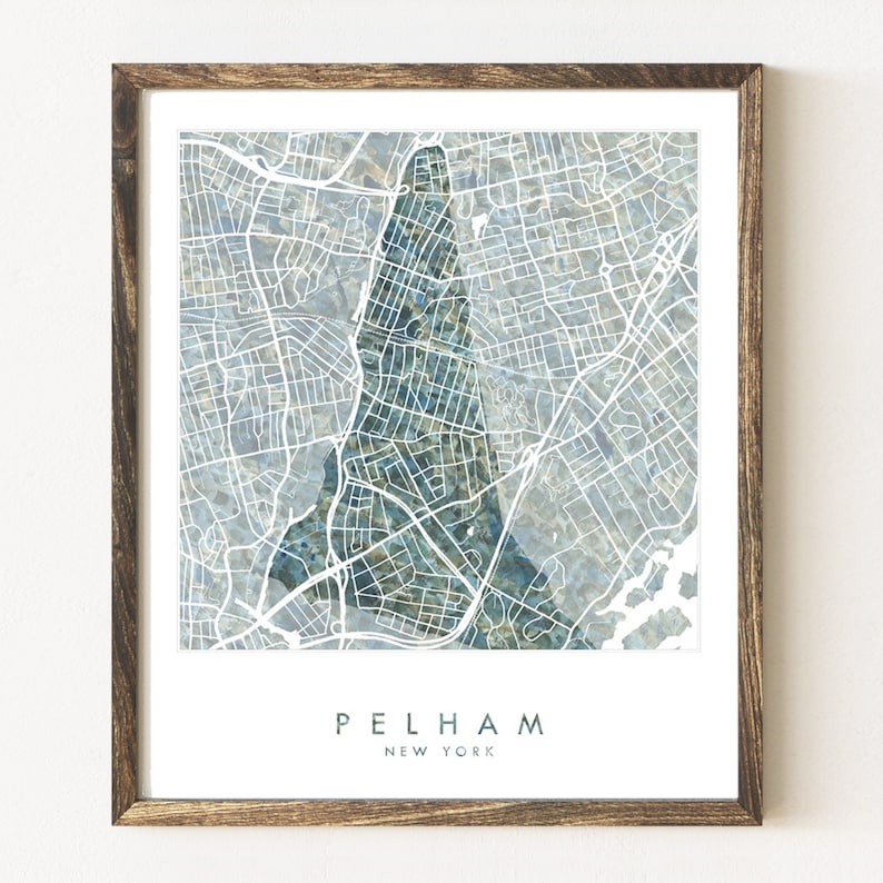 PELHAM Map Urban Fabric Watercolor Texture Painting NEW YORK Pelham ...