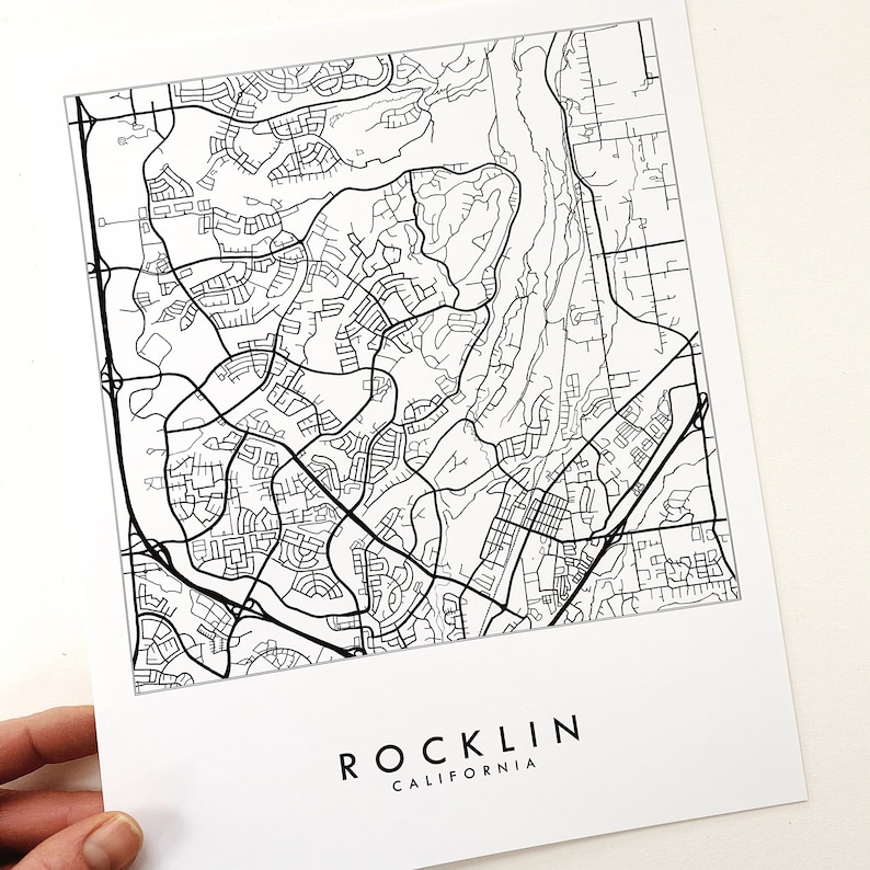 ROCKLIN California Map Hand Drawn Street Map City Map Drawing | Etsy