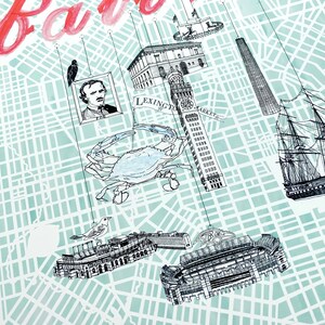 BALTIMORE Hon Charms Landmarks City Map (watercolor Print + Original ...