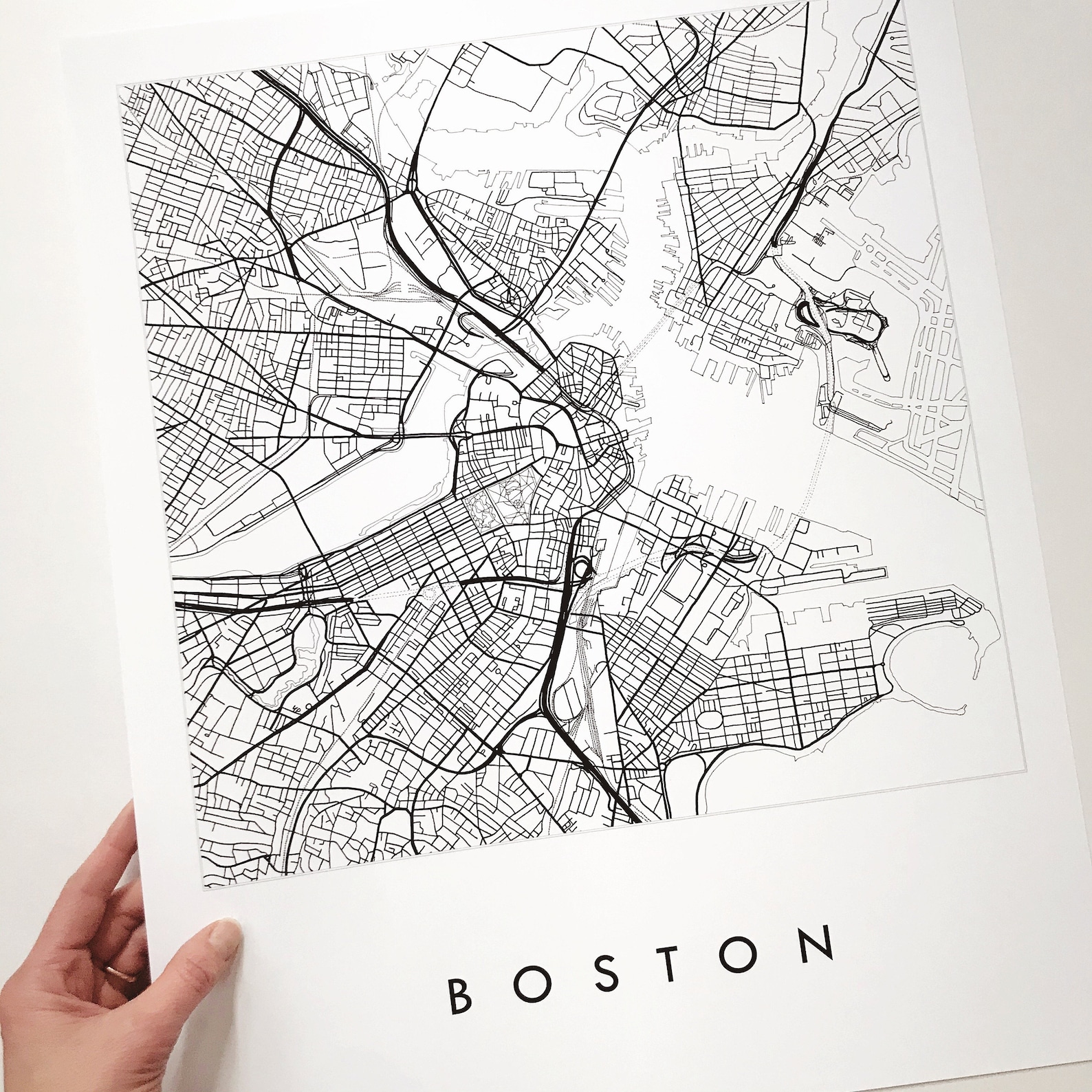 Greater BOSTON Map Street Map MASSACHUSETTS City Map Drawing - Etsy