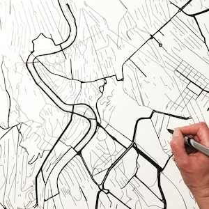 ROME Map Hand Drawn Street Map ITALY City Map Drawing Black and White ...