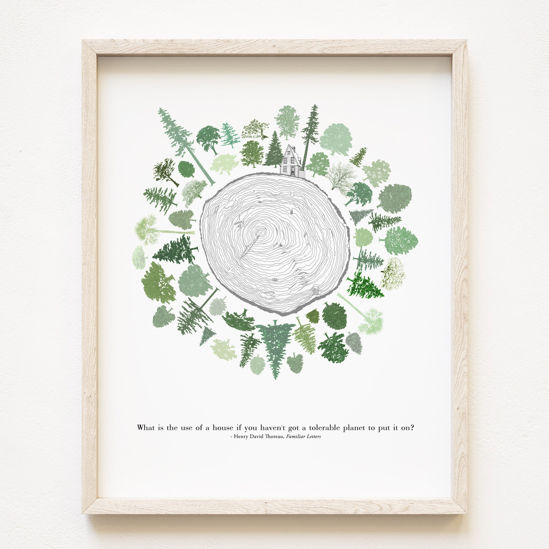 STATE TREE Rings (art Print) Earth Day Arbor Day Thoreau Forest USA ...