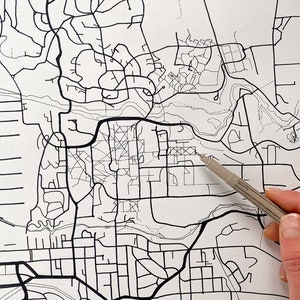 ITHACA Street Map NEW YORK City Map Drawing Black and White (art Print ...