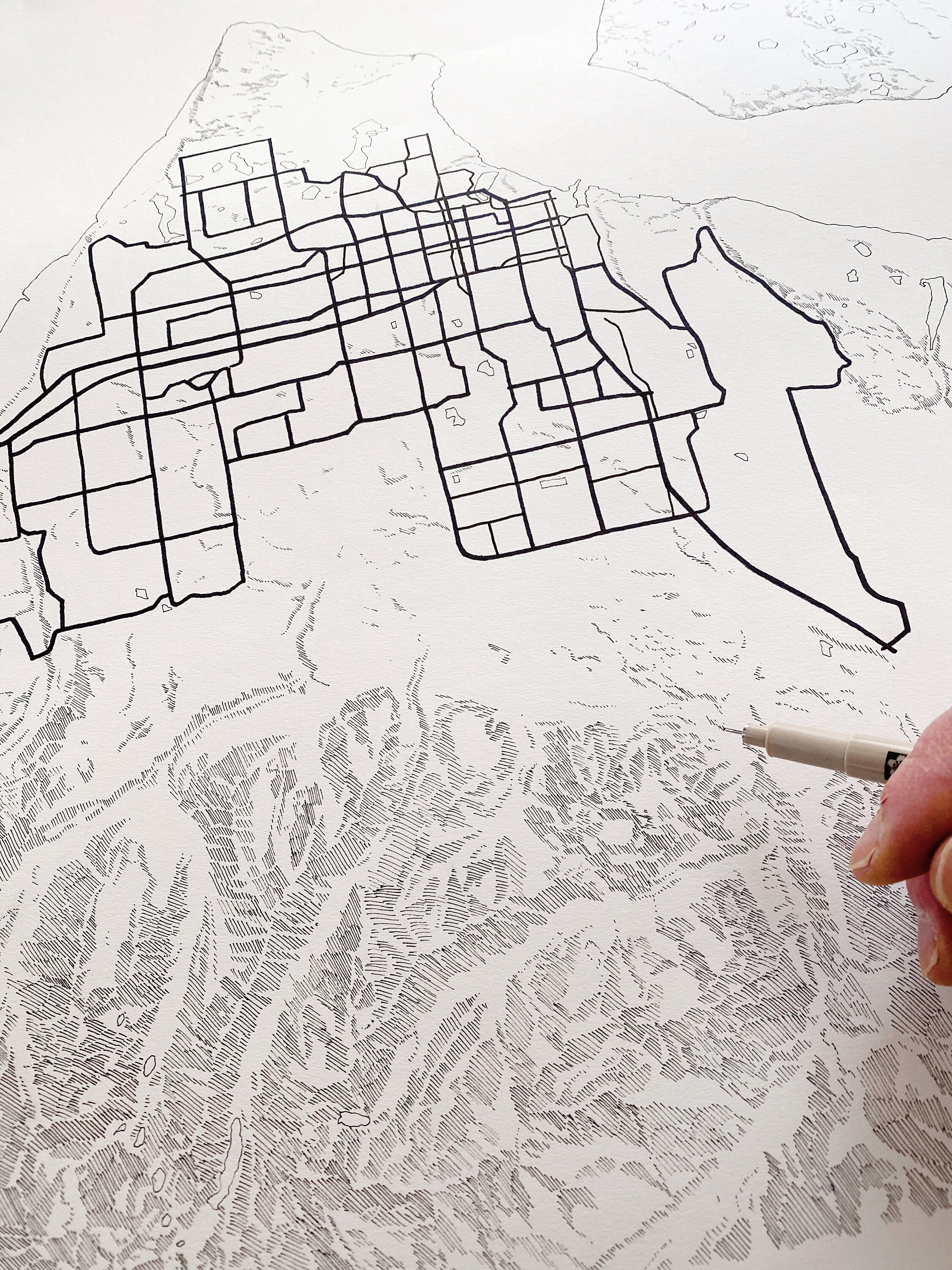 Anchorage City Map Hand Drawn Topographic Street Map Alaska City Map ...