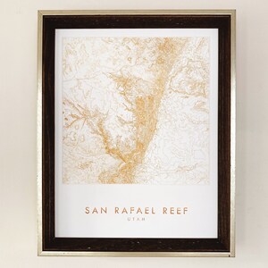 San Rafael Reef UTAH Hand Drawn Topographic Map Drawing (art Print ...