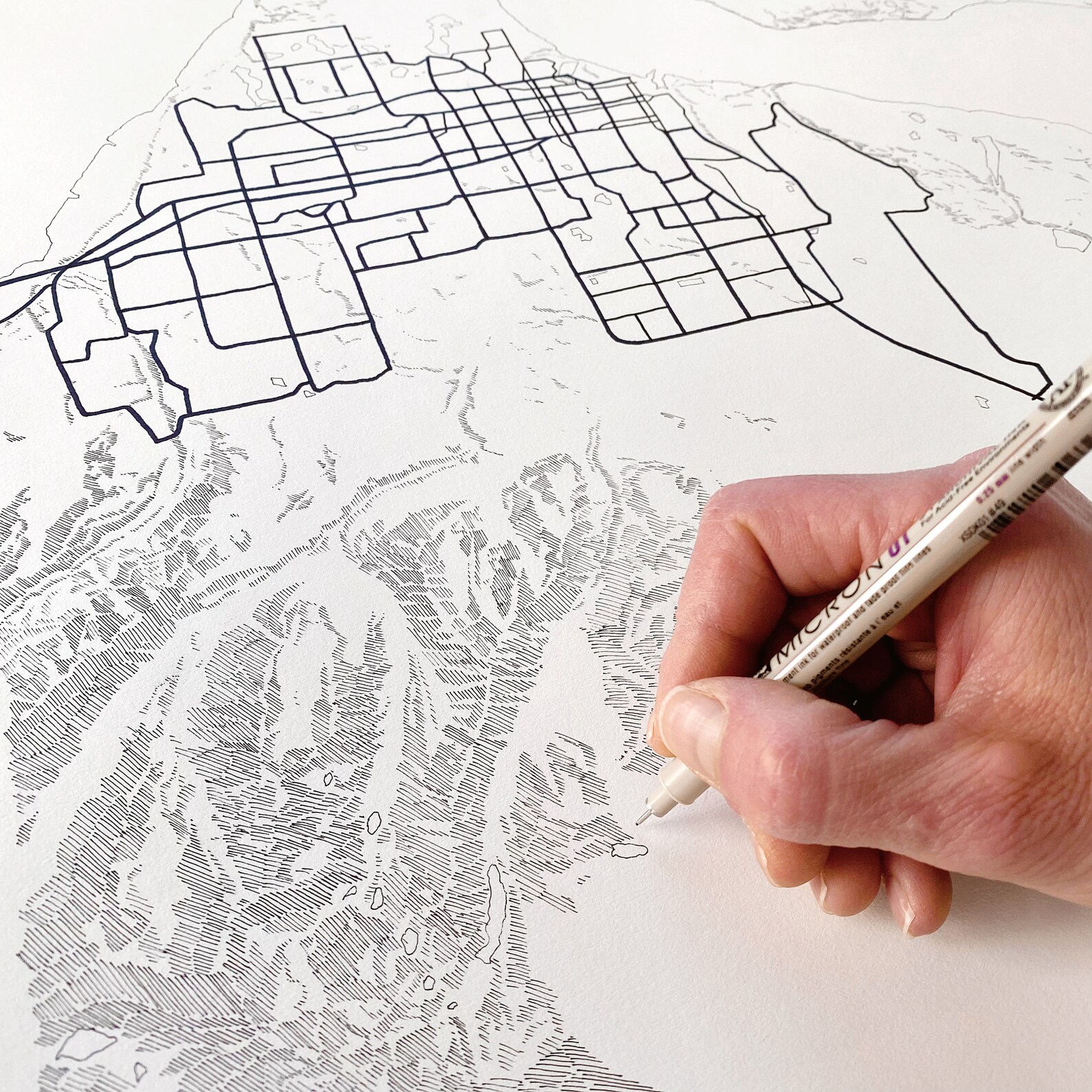 Anchorage City Map Hand Drawn Topographic Street Map Alaska City Map ...