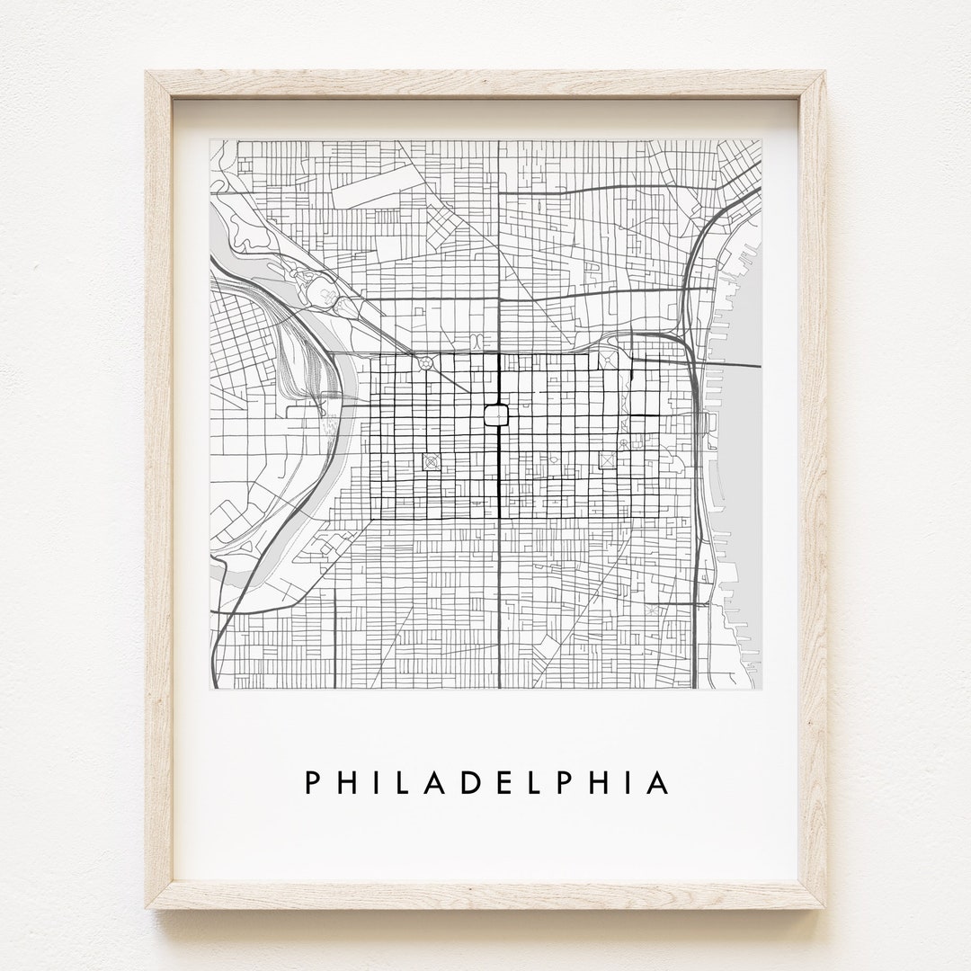 Mapa de FILADELFIA Mapa de calles PENNSYLVANIA Mapa de la ciudad Dibujo ...