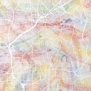 ATLANTA Pride Rainbow Map Watercolor Wash Map Print City Block - Etsy