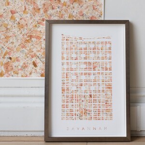 SAVANNAH Map Urban Fabric Watercolor Texture Painting GEORGIA City Map ...