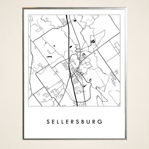 SELLERSBURG Street Map INDIANA City Map Drawing Black and White (art ...
