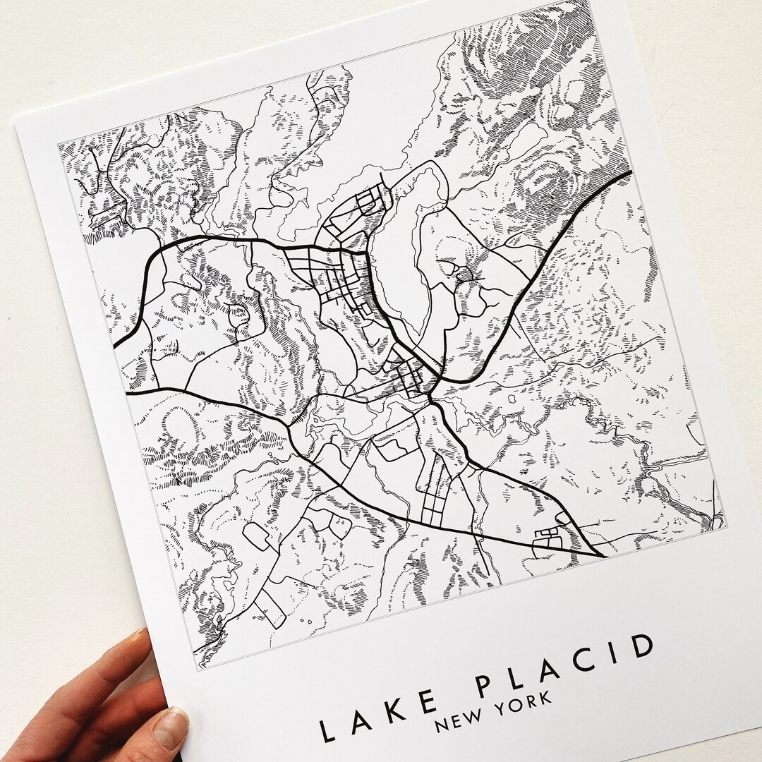 Lake PLACID Map Hand Drawn Street Map New YORK Village Map - Etsy