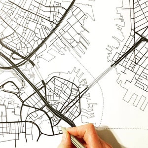 Greater BOSTON Map Urban Fabric Watercolor Texture Painting ...