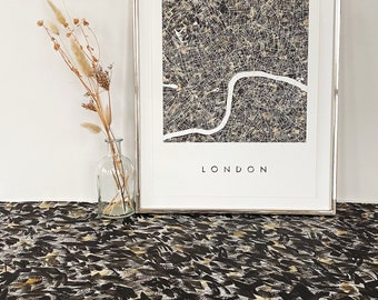 London Map, Hand-painted Watercolor, Luxury Print in 5 X 7, 8 X 10, 11 ...