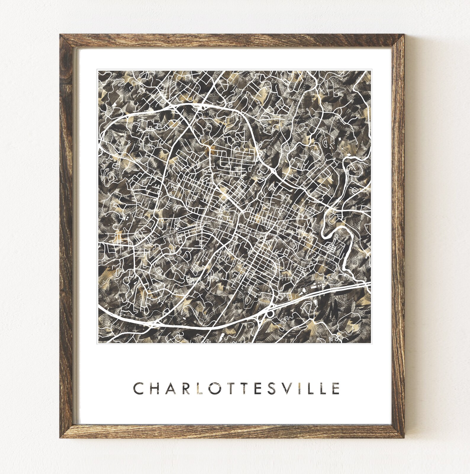 CHARLOTTESVILLE Map Urban Fabric Watercolor Texture Painting - Etsy