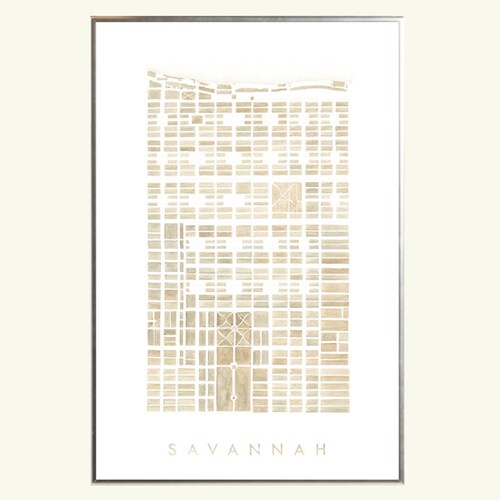 SAVANNAH Map Watercolor Print GEORGIA City Map Block Plan art - Etsy