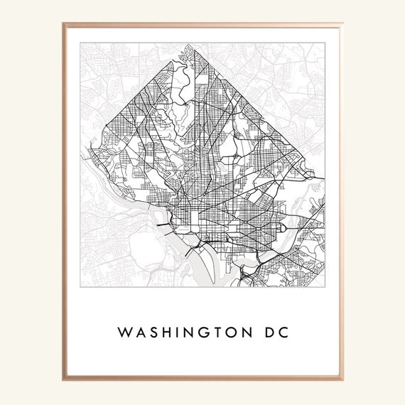 WASHINGTON DC Map Street Map District Capitol City Map Drawing | Etsy