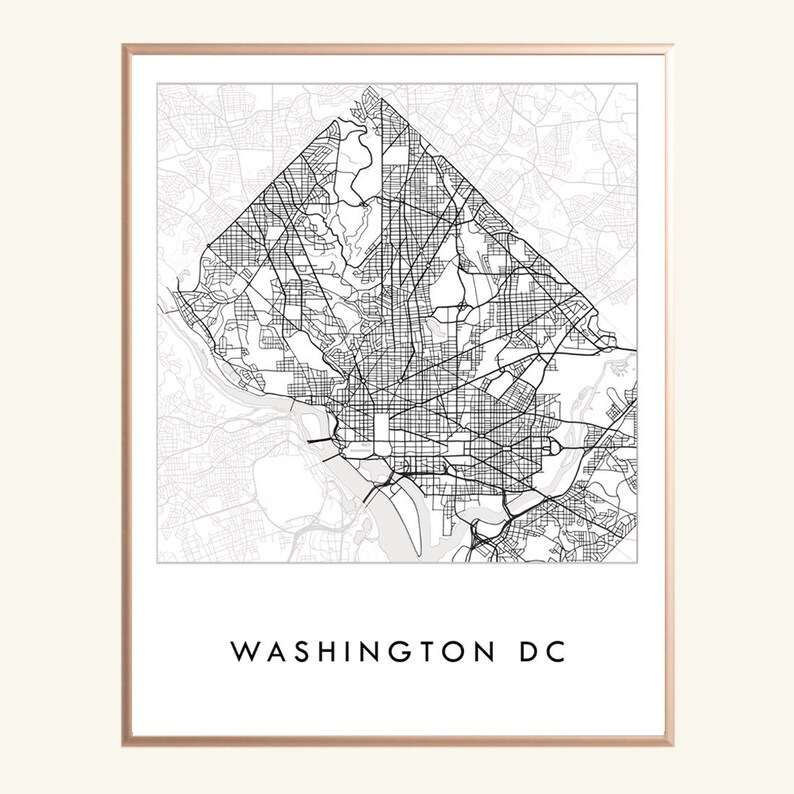 WASHINGTON DC Map Street Map District Capitol City Map Drawing | Etsy