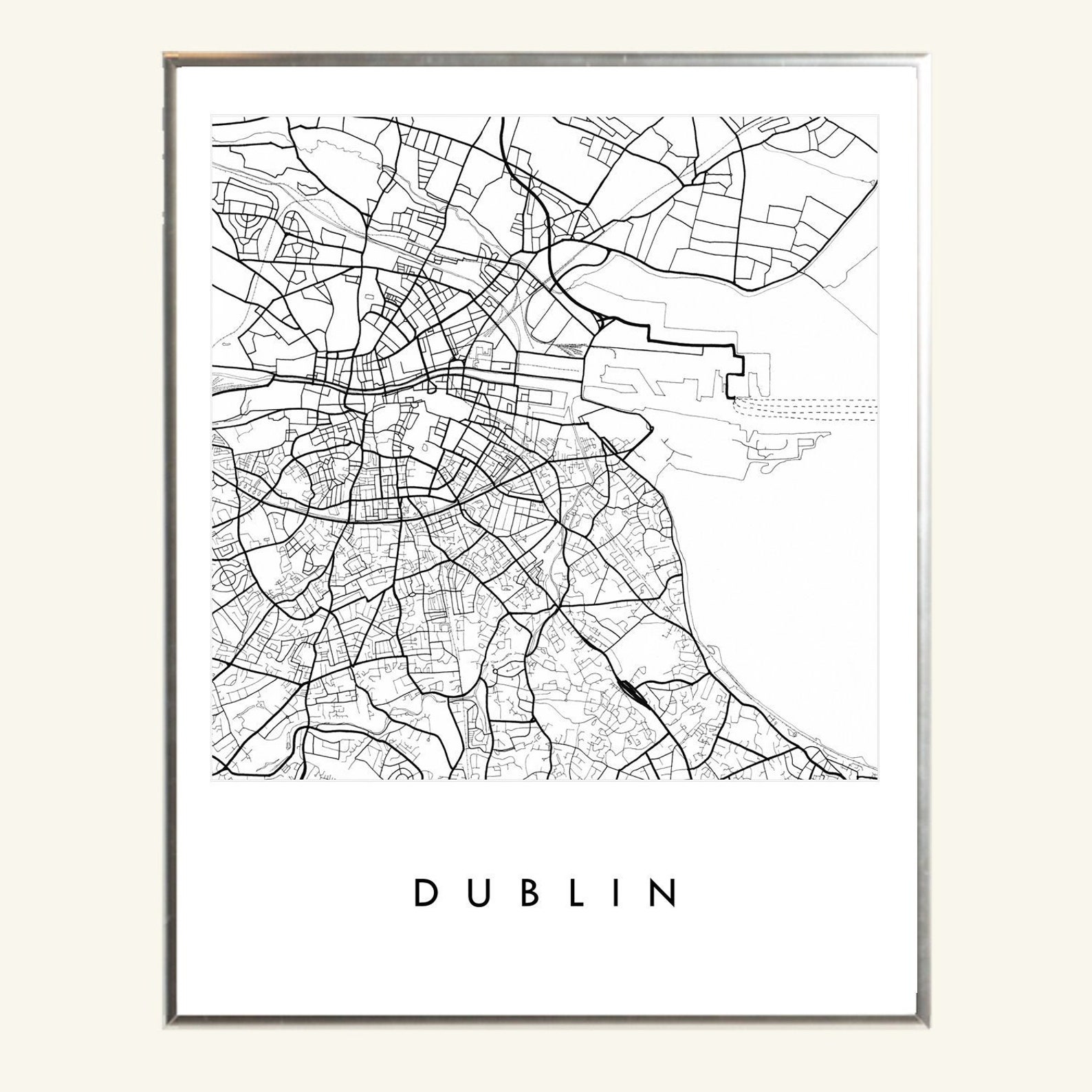 DUBLIN Map Hand Drawn Street Map IRELAND City Map Drawing | Etsy