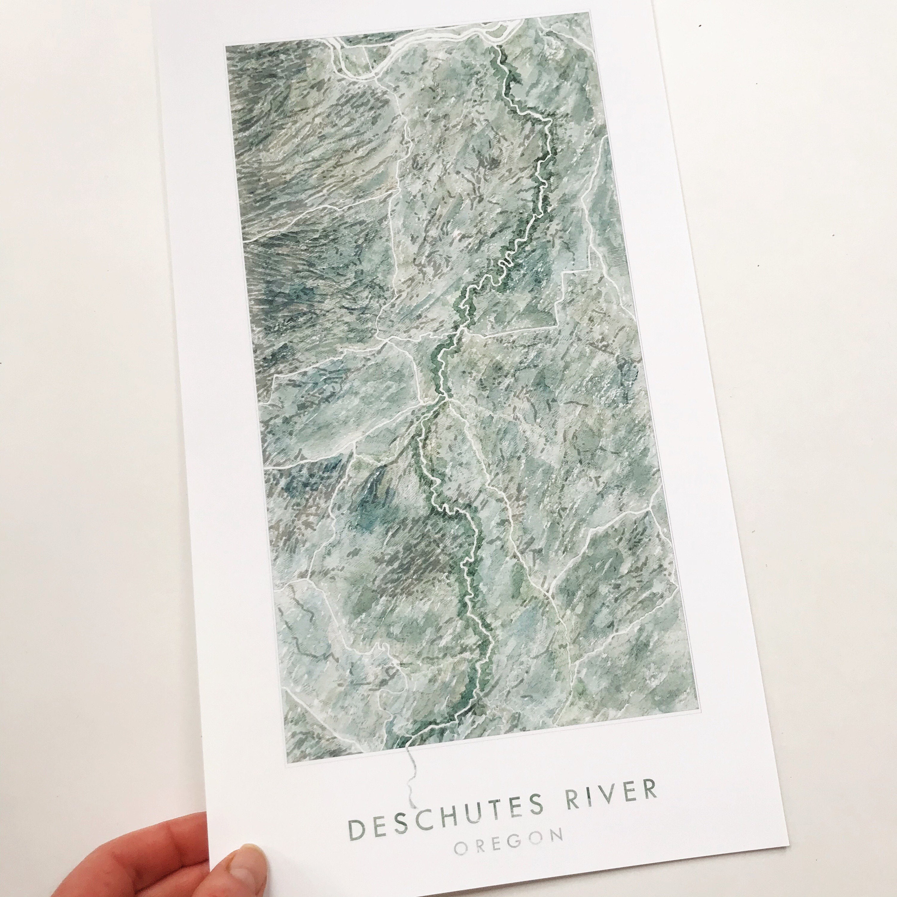 DESCHUTES RIVER Oregon Topographic Watercolor Map art Print | Etsy