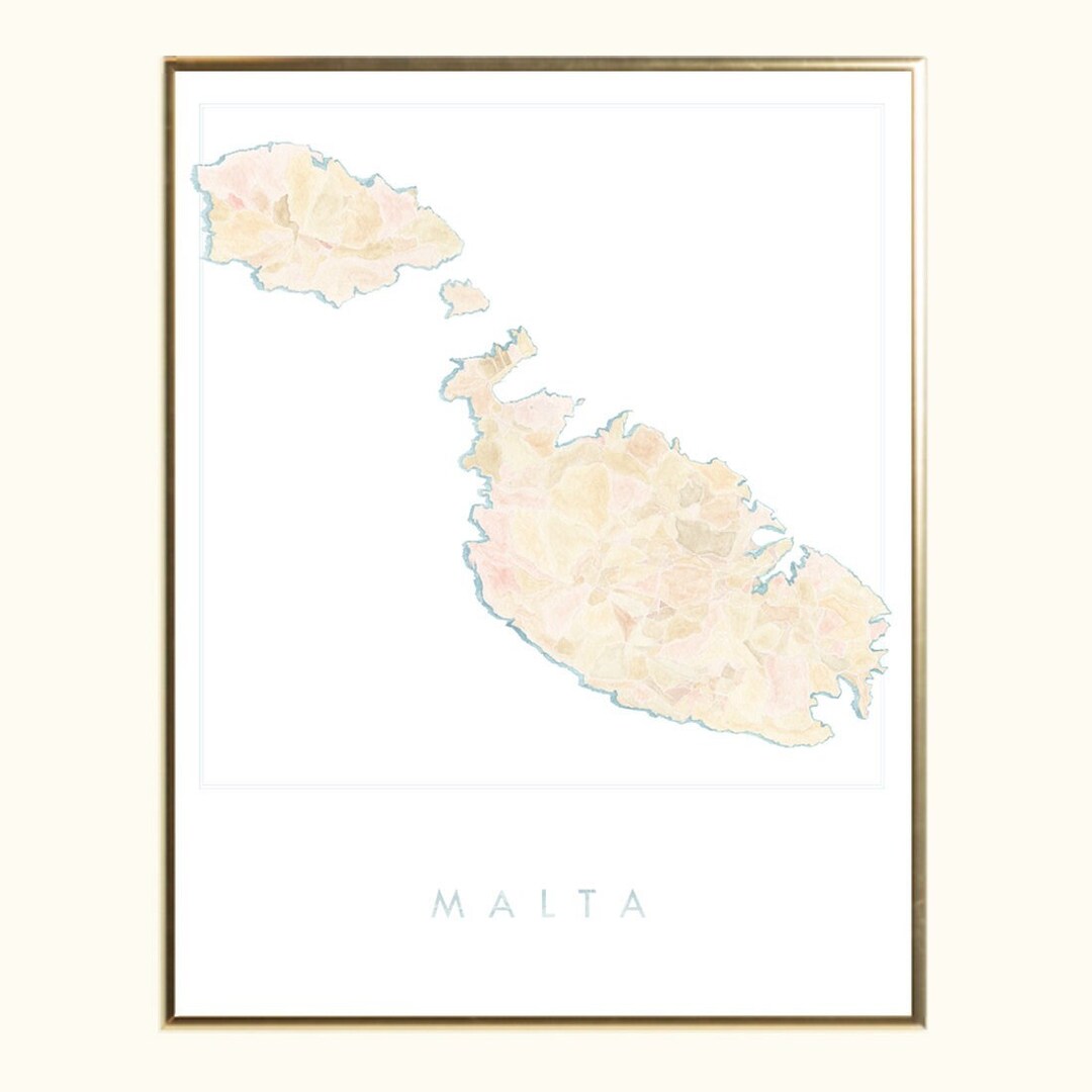 MALTA Map Hand Painted Watercolor Map Print MEDITERRANEAN - Etsy