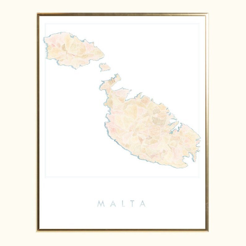 MALTA Map Hand Painted Watercolor Map Print MEDITERRANEAN | Etsy