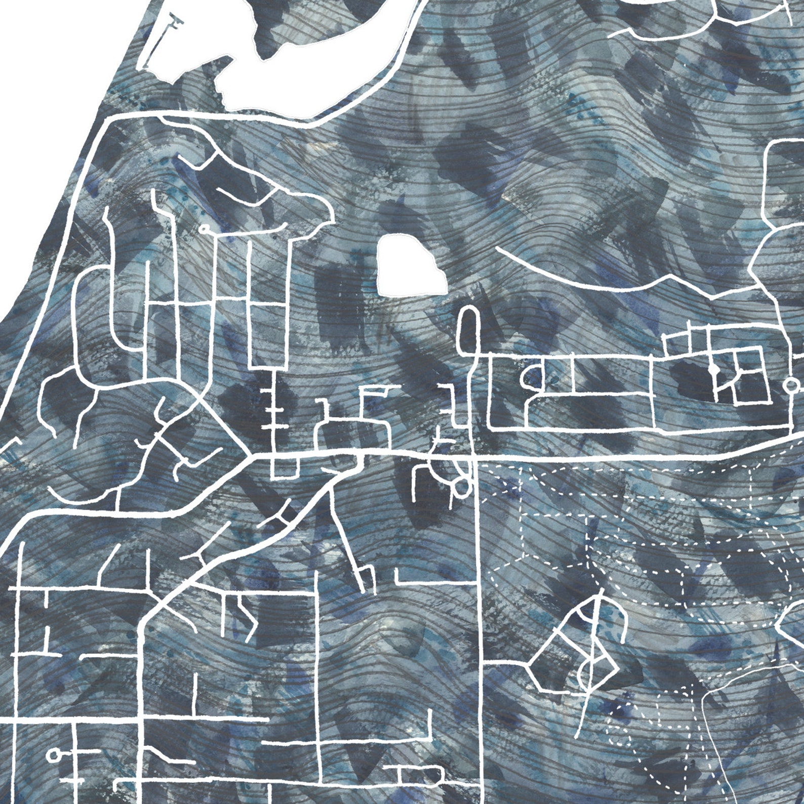 STEILACOOM Map Urban Fabric Watercolor Texture Painting WASHINGTON City ...