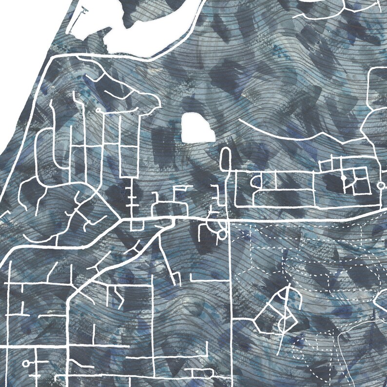 STEILACOOM Map Urban Fabric Watercolor Texture Painting WASHINGTON City ...