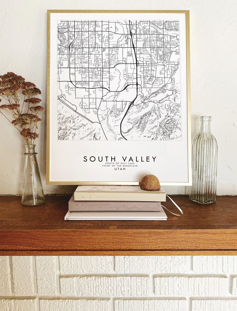 SOUTH of Salt Lake VALLEY Point of the Mountain Map Hand Drawn - Etsy