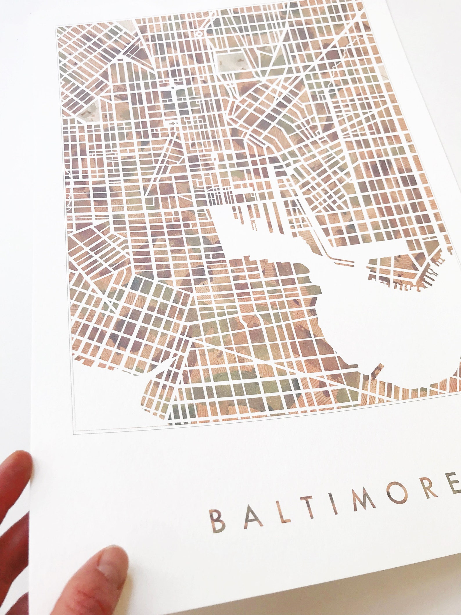 BALTIMORE Map Watercolor Print MARYLAND City Block Plan Art | Etsy