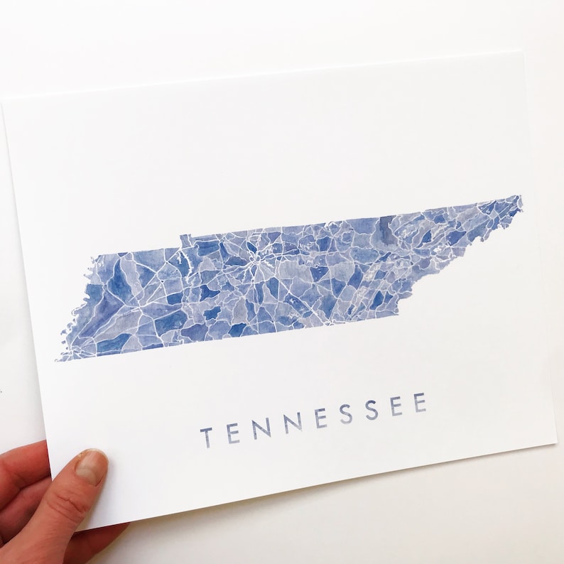 TENNESSEE Watercolor State MAP art Print Custom Mark Your - Etsy