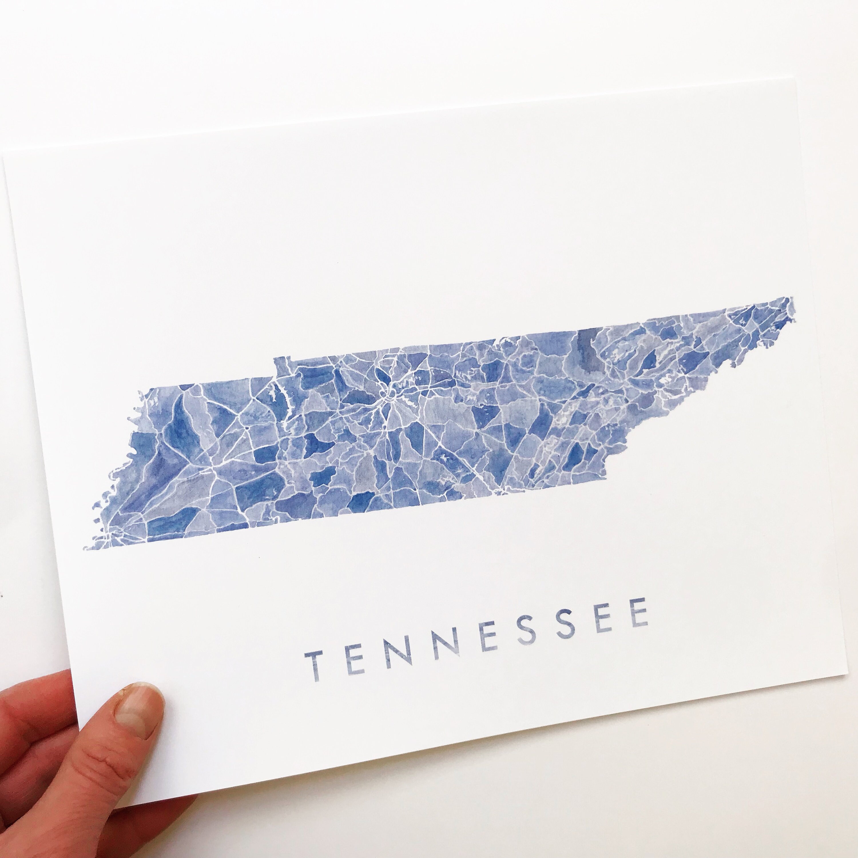 TENNESSEE Watercolor State MAP Art Print Custom Mark Your | Etsy